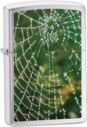 Zippo Brushed Chrome Spider Web Raindrops Lighter 28285 | eBay
