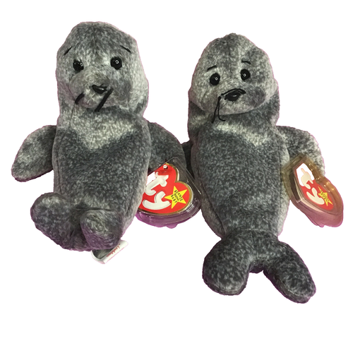 Lot of 2 Ty Beanie Babies 7" Slippery the Seal Toy w/ Hang Tag ...