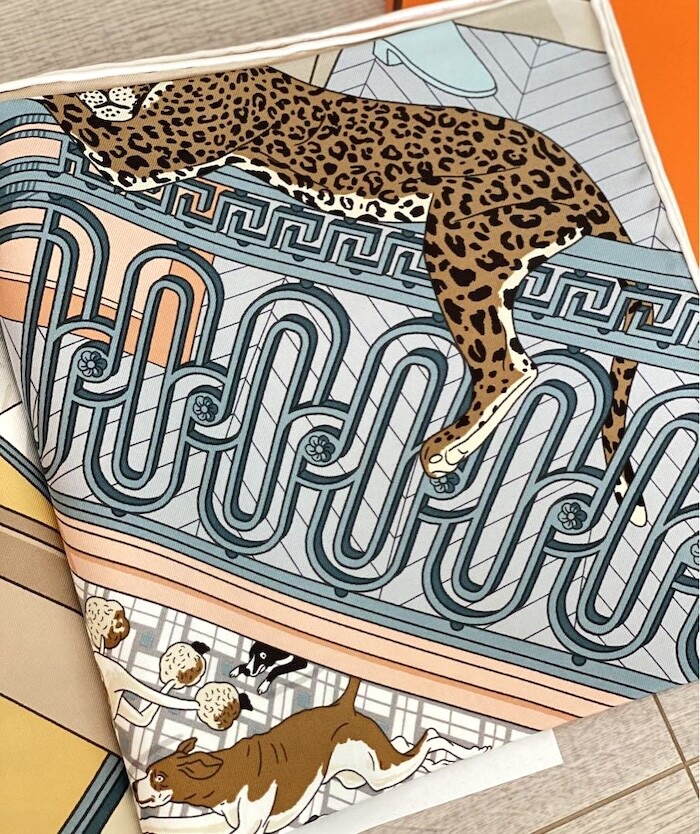 Hermes Scarf Stole Mystere au 24 Animal Jonathan Burton Silk Auth New ...