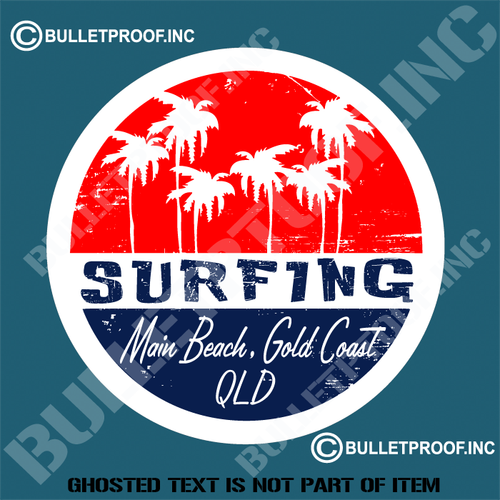 SURFING MAIN BEACH GOLD COAST DECAL STICKER Decal Sticker ManCave Surf ...