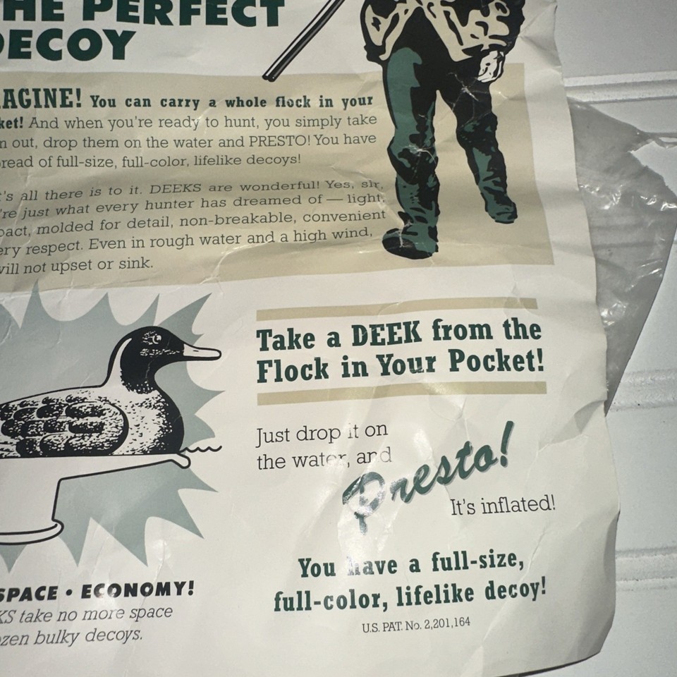 Deeks Self Inflating Duck Decoy. 2005 Flyer With Sample Decoy | eBay