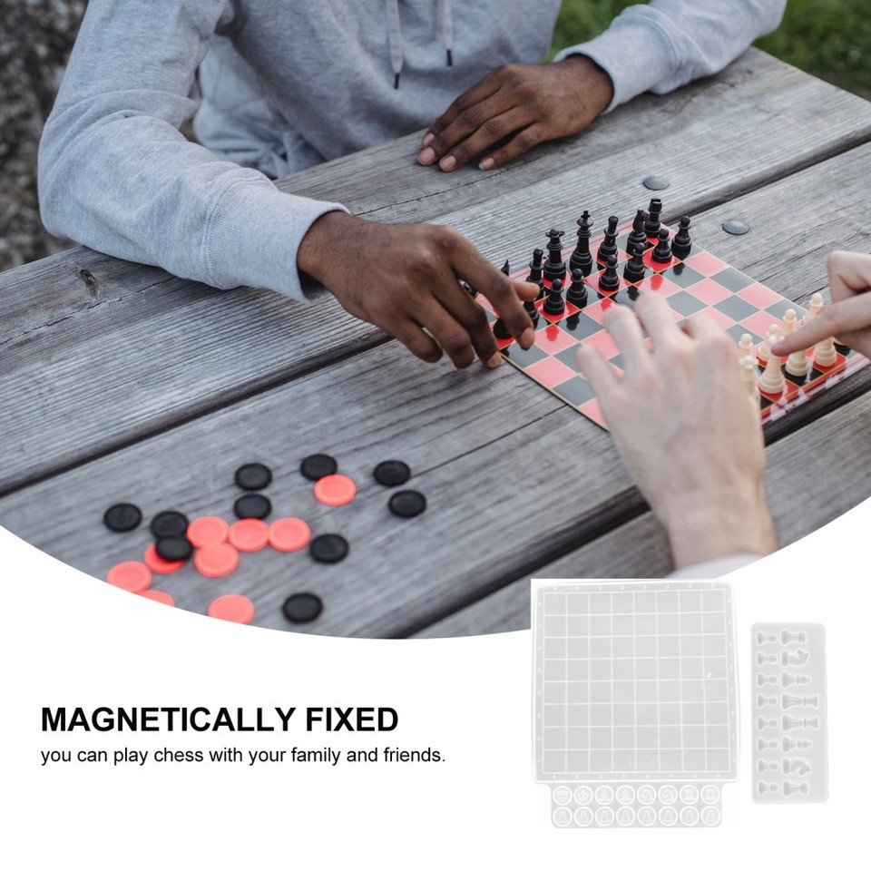 2 Pcs Chess Board Mould Silicone Mold Checkers Molds for Epoxy Resin ...