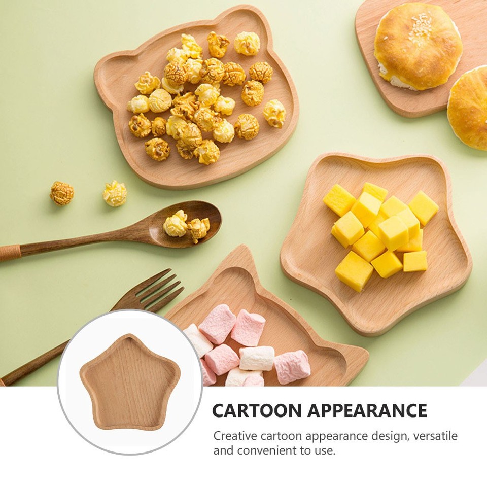 Household Fruit Plate Solid Wood Cartoon Dinner Bread Tray for Serving ...