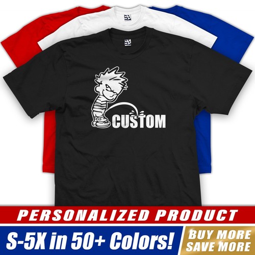 Custom Calvin Peeing T-Shirt | Piss on Sports Rivaly Personalized Logo ...