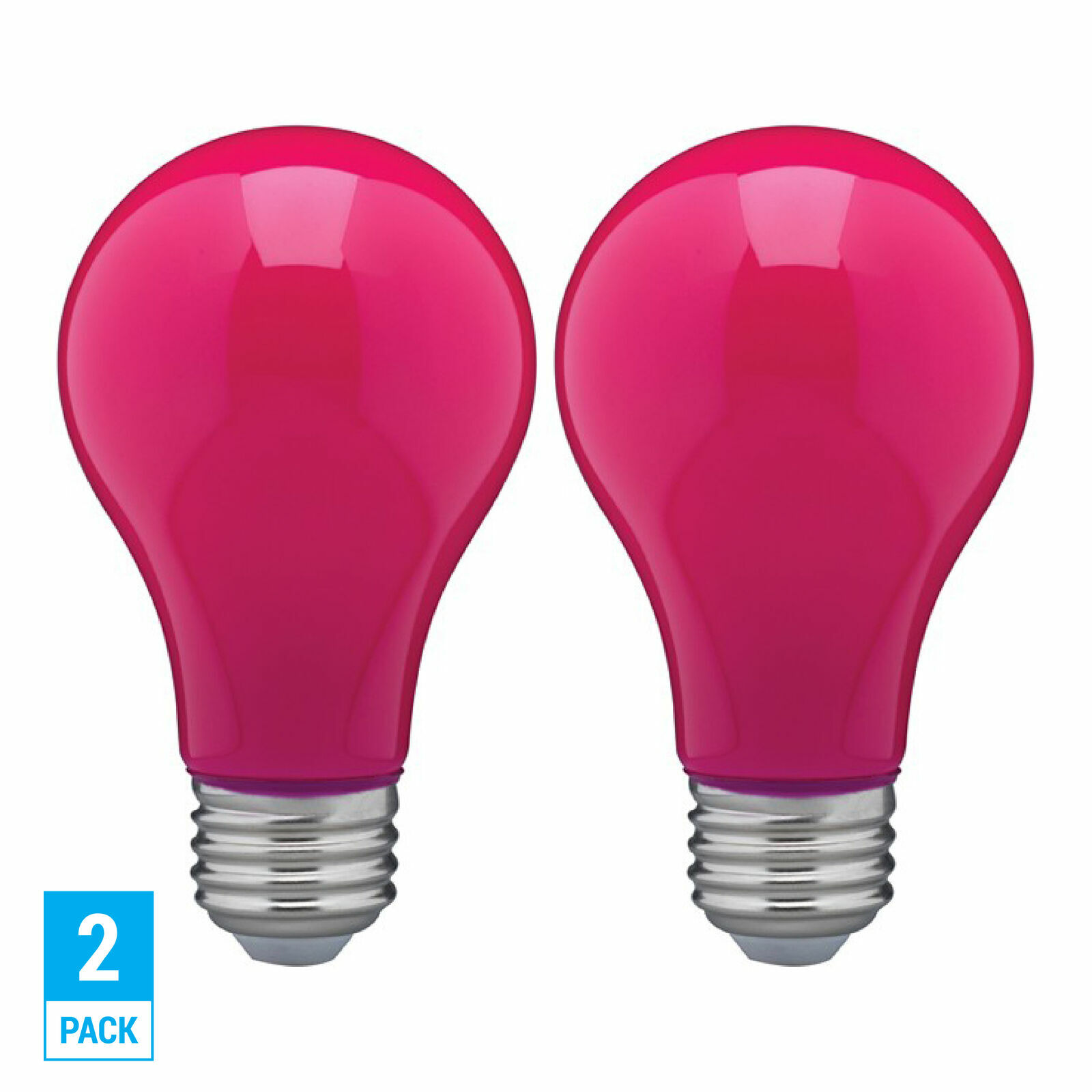 2 Pack CERAMIC PINK LED Bulb A19 Medium E26 8W 60 Watt Equivalent Damp ...