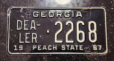 1967 Georgia GA Dealer License Plate Car Tag Vehicle Auto Registration ...