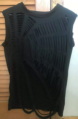 Spider Web Distressed Tank Top Medium Sleeveless Hollow Club Shirt Silk ...