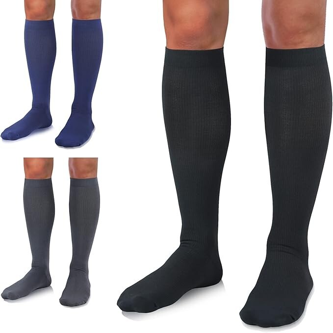 3 Pairs Medical Compression Socks for Women and Men 20-30 mmHg Knee ...