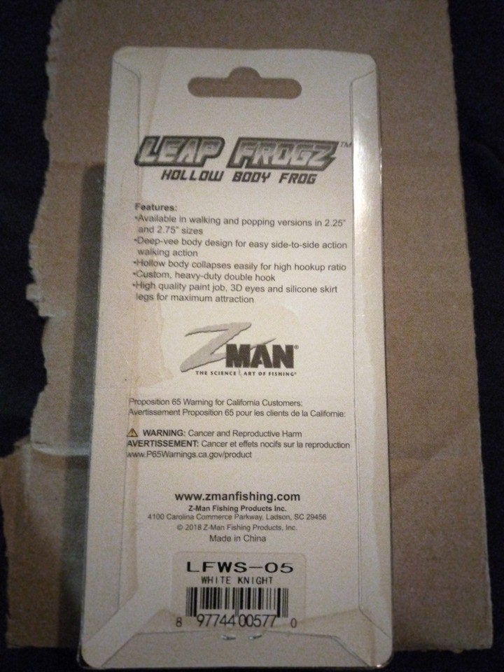 Z Man Leap Frogz Hollow Body Walking Frogz 2.25" White Knight | eBay