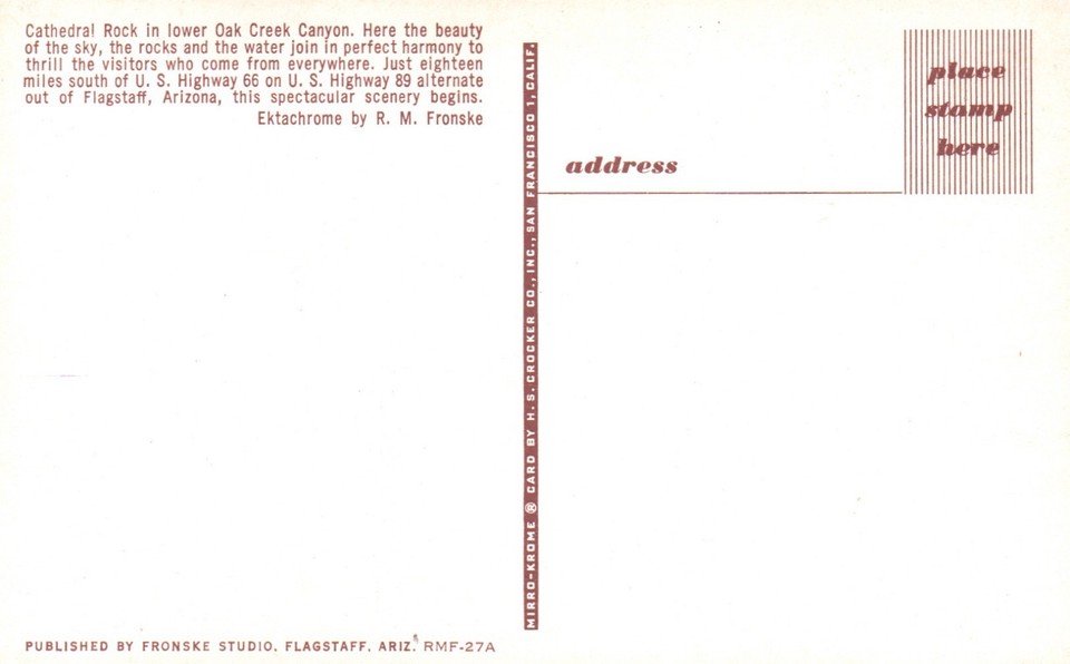 Postcard AZ Oak Creek Canyon Greetings Cathedral Rock Vintage PC L9837 ...