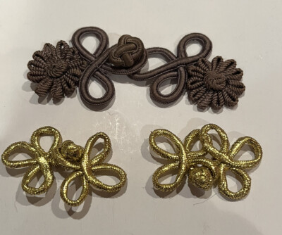 3 Vintage Braid Frog Closure Clothing Trim 2prs Metallic Gold, 1 Mocha ...
