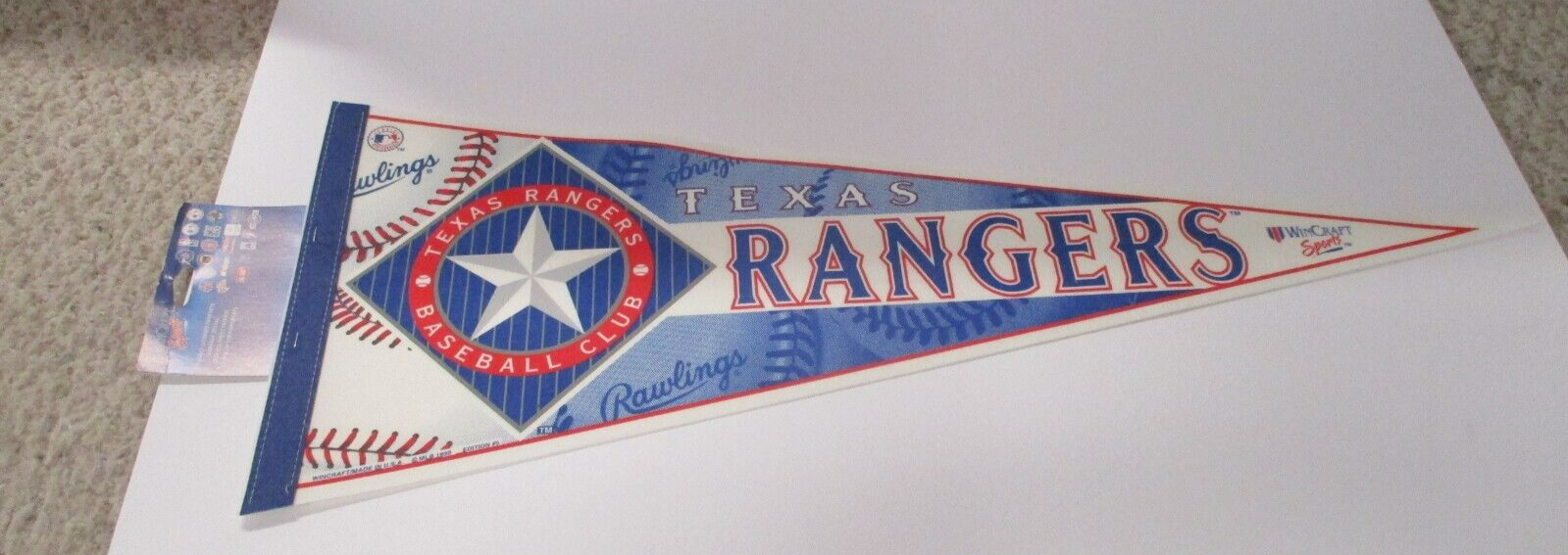 Texas Rangers Baseball Club MLB Official Pennant Flag with Tag Wincraft ...