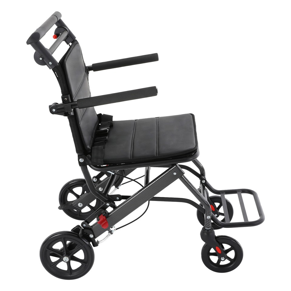 Foldable Transport Wheelchair with Storage Bag Portable Traveling ...
