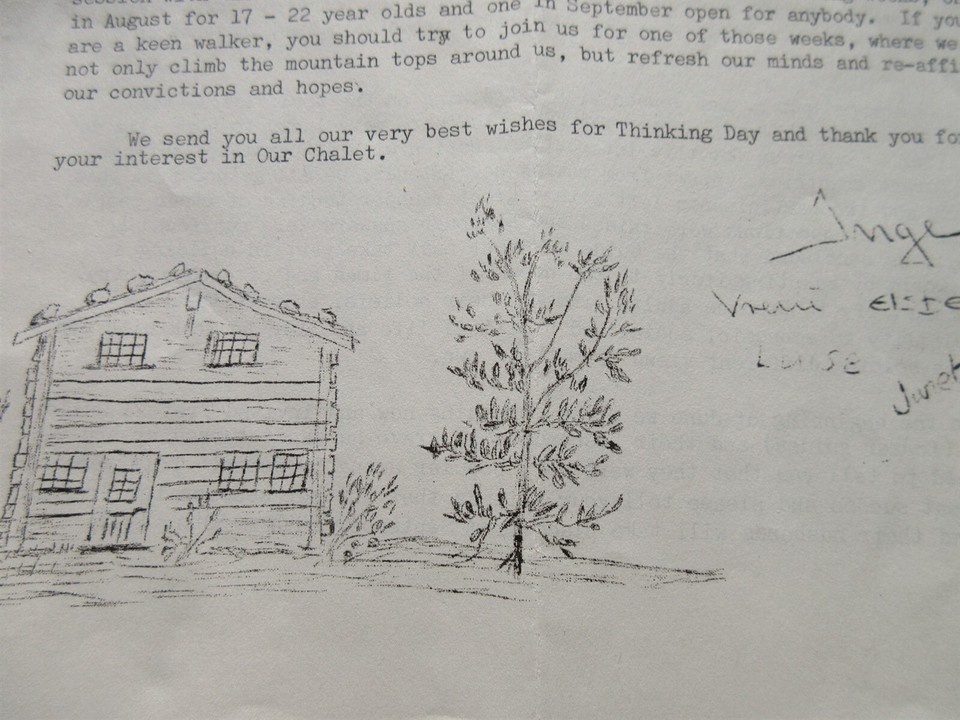 Our Chalet Girl Guide/Girl Scout Thinking Day 1971 typed letter | eBay