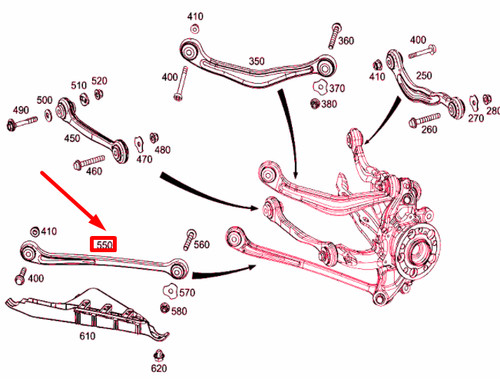 NEW MB S W222 REAR AXLE SUSPENSION RIGHT PUSHING STRUT A2223500229 ...