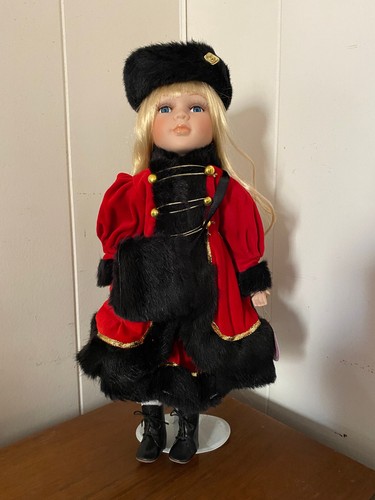 New Vintage J. Misa 18" Porcelain Doll ‘Bess’ Red coat with Black Fur ...