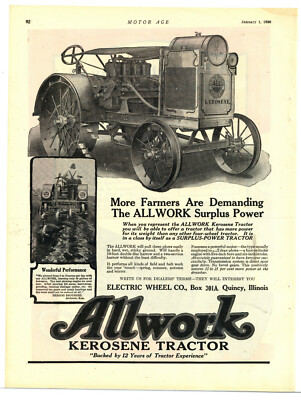 1920 Allwork Tractors Ad: Electric Wheel Co - Quincy, Illinois ...