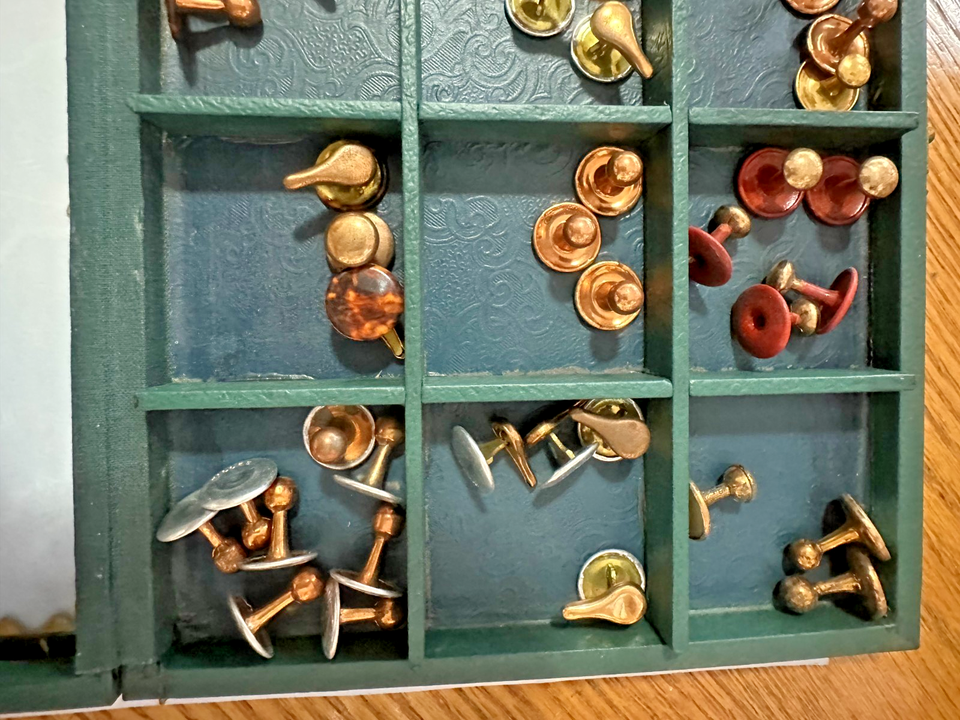 CHOICE GOLD PLATE COLLAR STUD GENERAL STORE DISPLAY CASE 5 cents ...