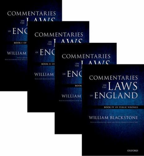 Oxford Edition of Blackstone: Commentaries on the Laws of England by ...
