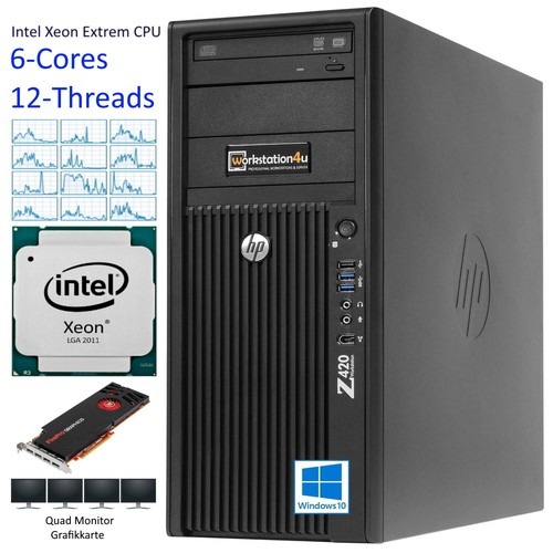 HP Z420 Workstation PC Xeon E5-1660 i7, 128GB RAM, 1 TB SSD, FirePro ...