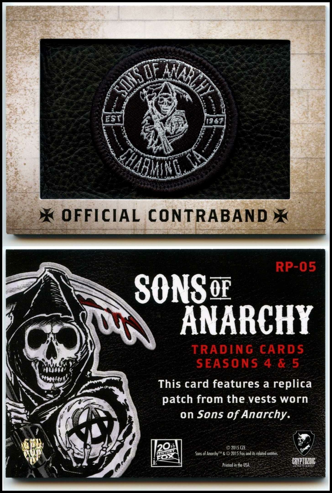 Sons Of Anarchy #RP-05 S4 & 5 Cryptozoic Official Contraband Replica ...