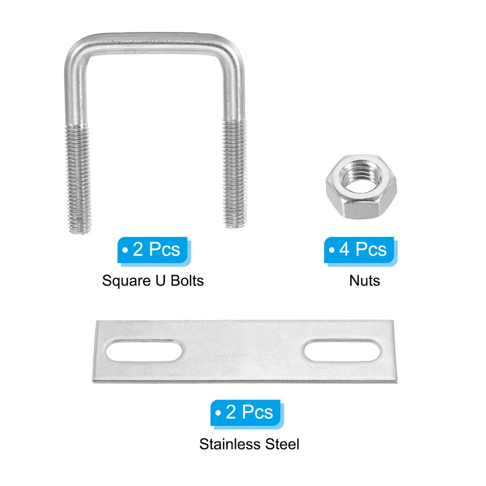 2Set M8*42*65mm Square U-Bolts Kit Square U Shaped Bolts Replacement ...