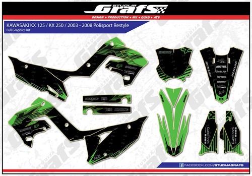 2003 2004 2005 2006 2007 2008 Graphics Kit KAWASAKI KX 125 250 ...