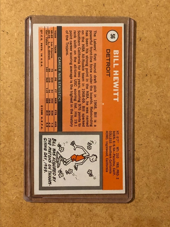 1970-71 Topps Bill Hewitt #56 VG-EX | eBay
