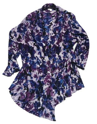 Miller's purple Floral Polyester Ribbed Light Thin 3QTR Sleeve Jacket ...