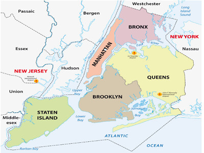 Laminated New York City, 5 Boroughs Map (120 x 90 cm) Poster | eBay ...