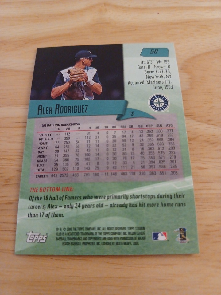 2000 Stadium Club Alex Rodriguez Seattle Mariners #50 $$$$ | eBay