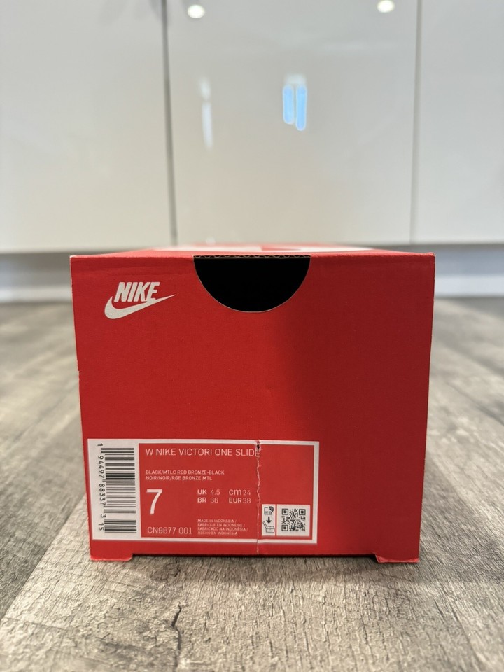 Nike Victori One Pool Slides Women US 7 Black Metallic Red Bronze ...