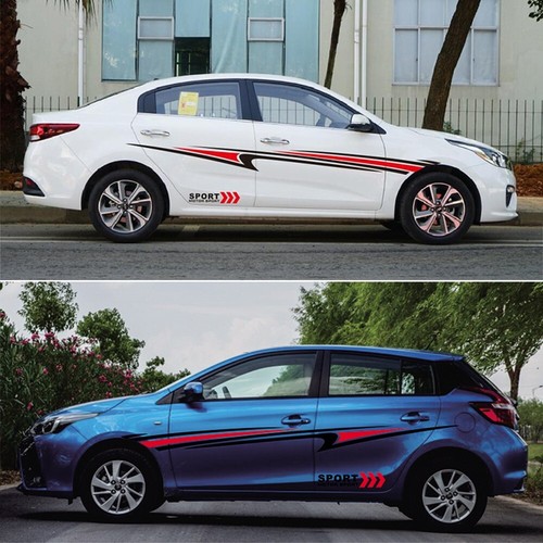 New 2Pcs Car Side Body Vinyl Decal Sticker Racing Stripe Decals ...