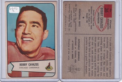 1954 Bowman Football Card # 36 Bobby Cavazos Chicago Cardinals Halfback ...