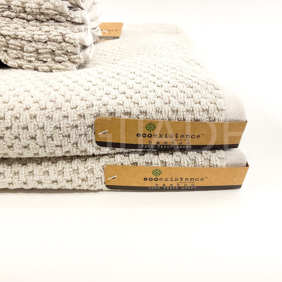Ecoexistence 6 Towels Set 2 Bath 4 Washcloth Bamboo Rayon Beige New | eBay
