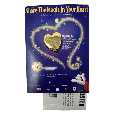 Variety Club Gold Heart Pin Disney 100th Anniversary w/ Blockbuster ...