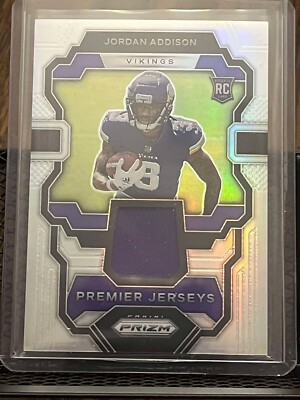 JORDAN ADDISON 2023 PANINI "PREMIER JERSEYS" ROOKIE SILVER PRIZM PATCH ...