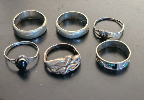 Lot of 6 Vintage Taxco Mexico sterling silver rings sizes 4, 5 and 6 | eBay