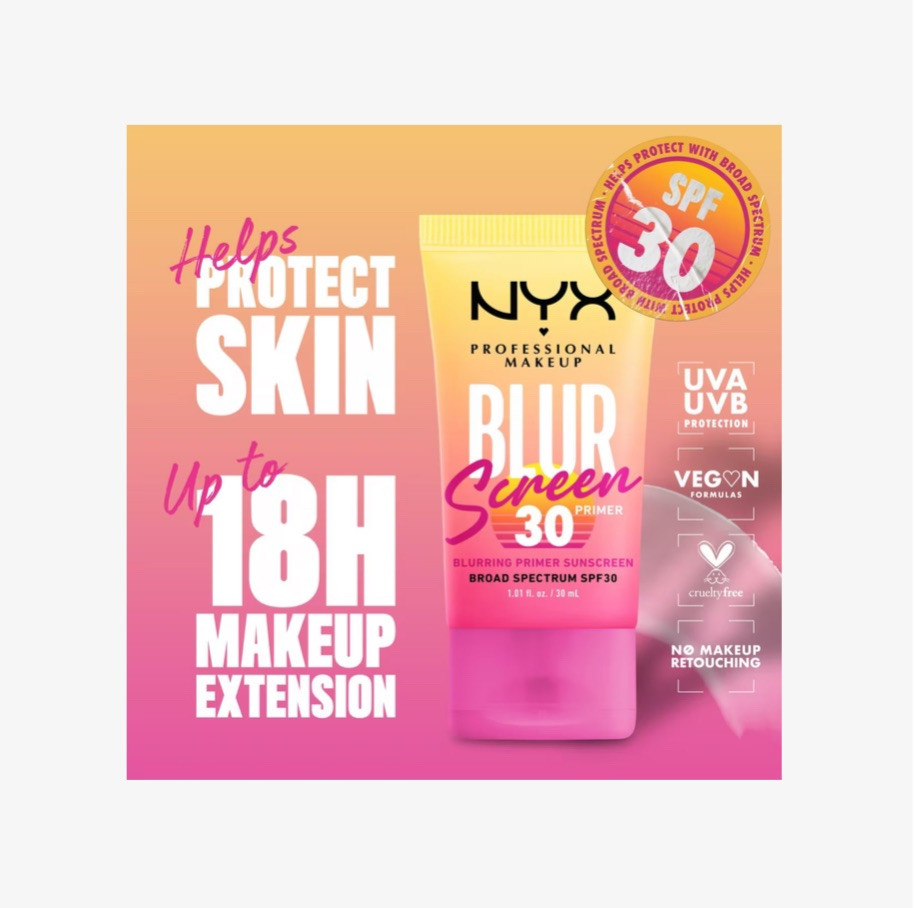 NYX Professional Makeup Blur Screen 30 Blurring Face Primer Sunscreen ...