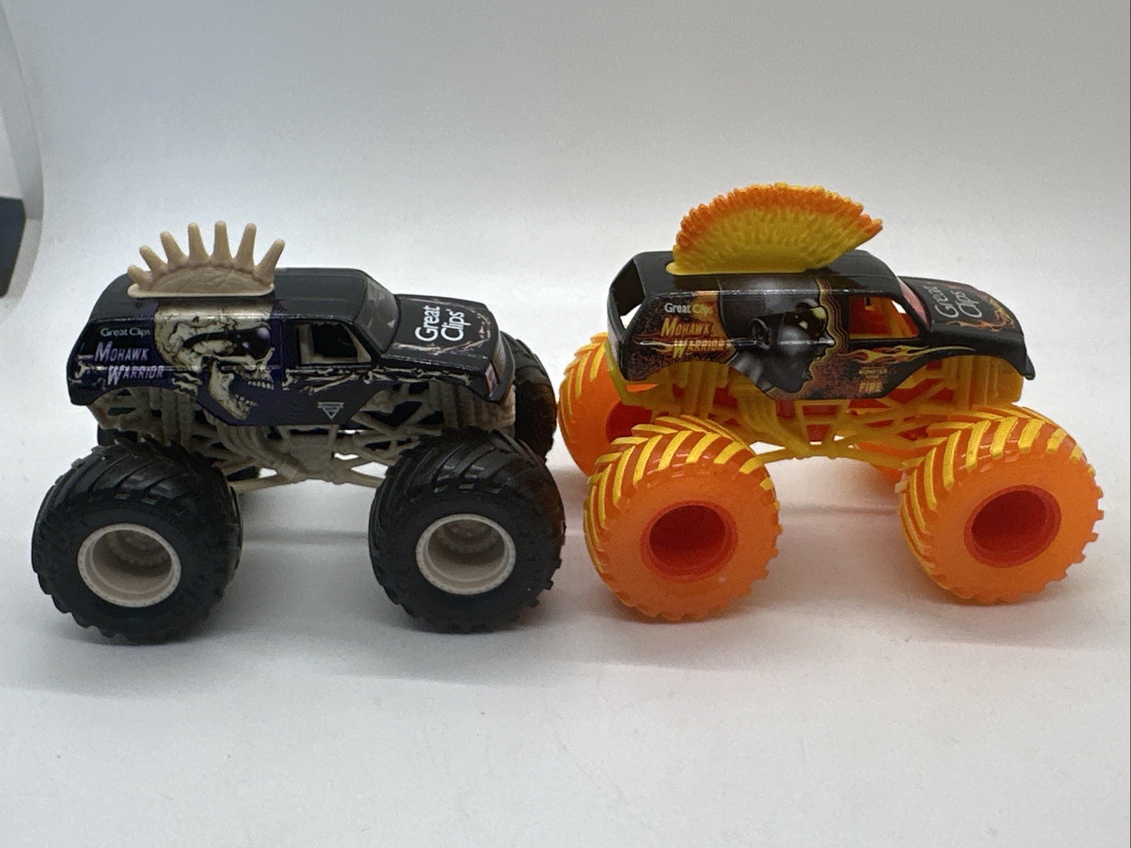 Lot Of 2 Monster Jam Mohawk Warrior Boneyard & Fire! Monster Truck 1:64 ...