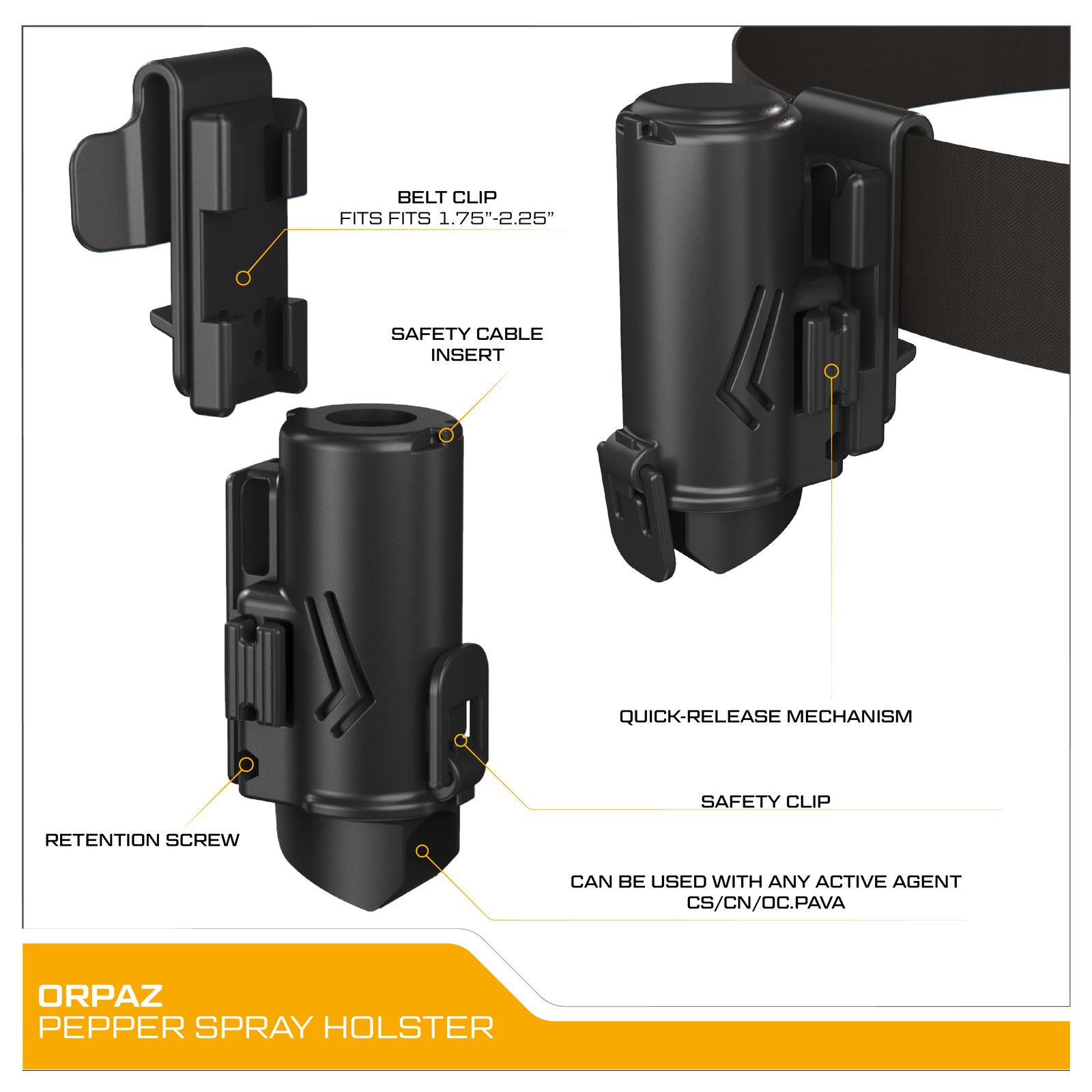 Orpaz Pepper Spray Holster for MK3 Type OC Spray With Clip | eBay