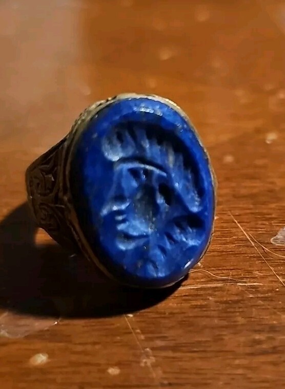 Afghan Broze Mughal Ring, Arabic Scripture Intaglio Ring, Lapis Lazuli ...