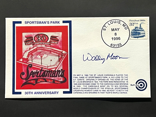 Wally Moon Signed Autograph Sportsman's Park Bull's Eye Cachet ...