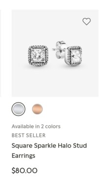 Pandora Square Sparkle Clear Halo Stud Earrings / Silver | eBay