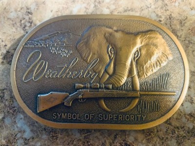 Brass Weatherby Elephant Rifle Safari Big Game Hunt 70s Vintage Belt ...