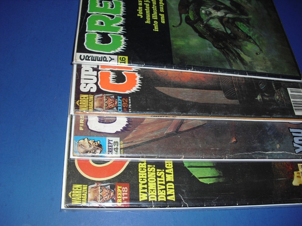 Lot of 7 Warren Creepy Magazines #12 13 14 16 43 92 & 118 all VG to F ...