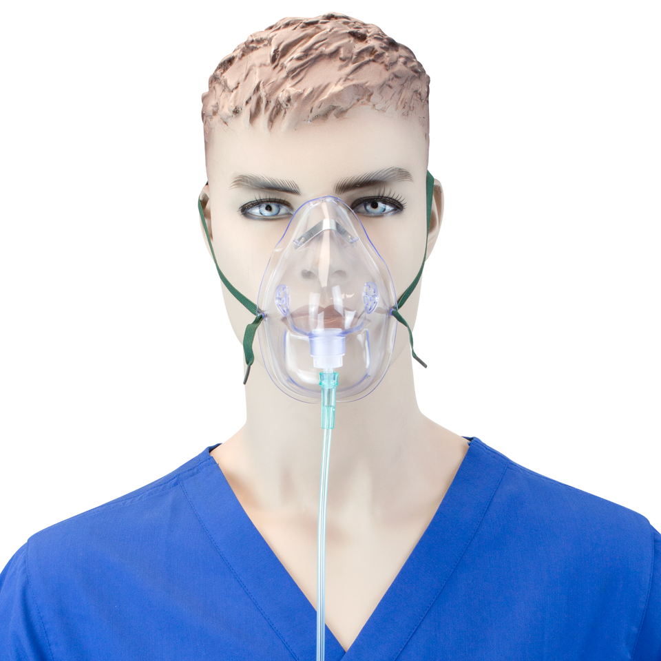 Medium Concentration Elongated Adult Oxygen Mask, Standard Connector ...