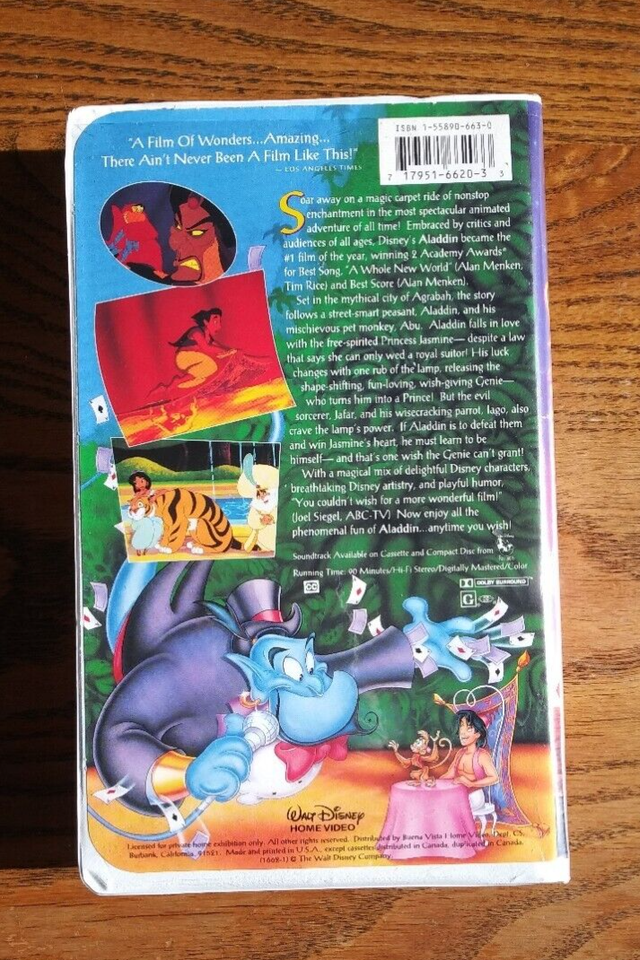 Aladdin, Walt Disney Classic, (VHS, 1993) - Black Diamond Edition ...