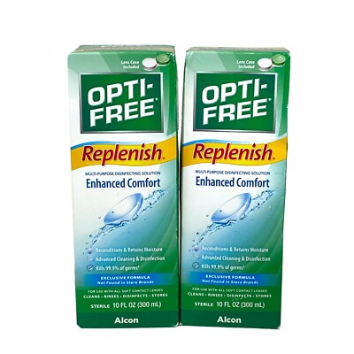 OPTI-FREE Replenish Disinfecting Contact Lens Solution 10 oz 2-Pack Dec ...