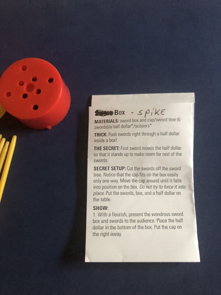 SPIKED COIN Spikes Thru Box Penetration Magic Trick Set 8 Nails Money ...